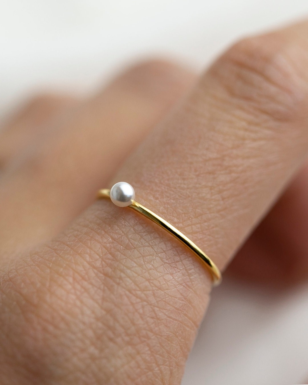 Pearl Ring // Dainty Stacking Ring // Pearl Rings // Stacking Rings ...