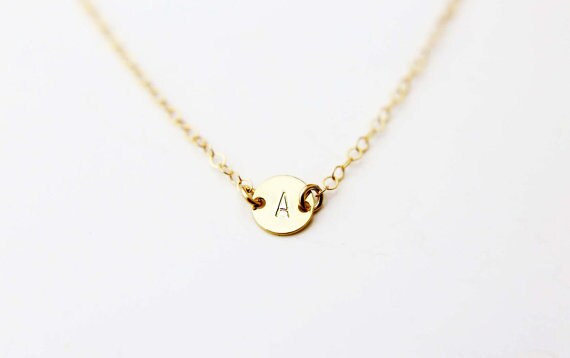 Initial Choker Necklace - Personalized Coin Disc Necklace / Super ...