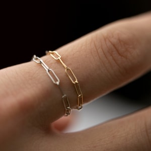 Chain Ring / Flat Bar Link Chain Eternity Band Ring / Gold Rings ...