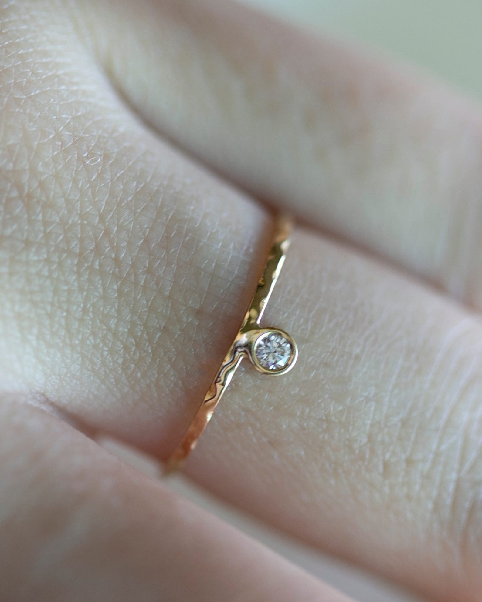 14k Solid Gold Diamond Ring Dainty Birthstone Ring 14k | Etsy