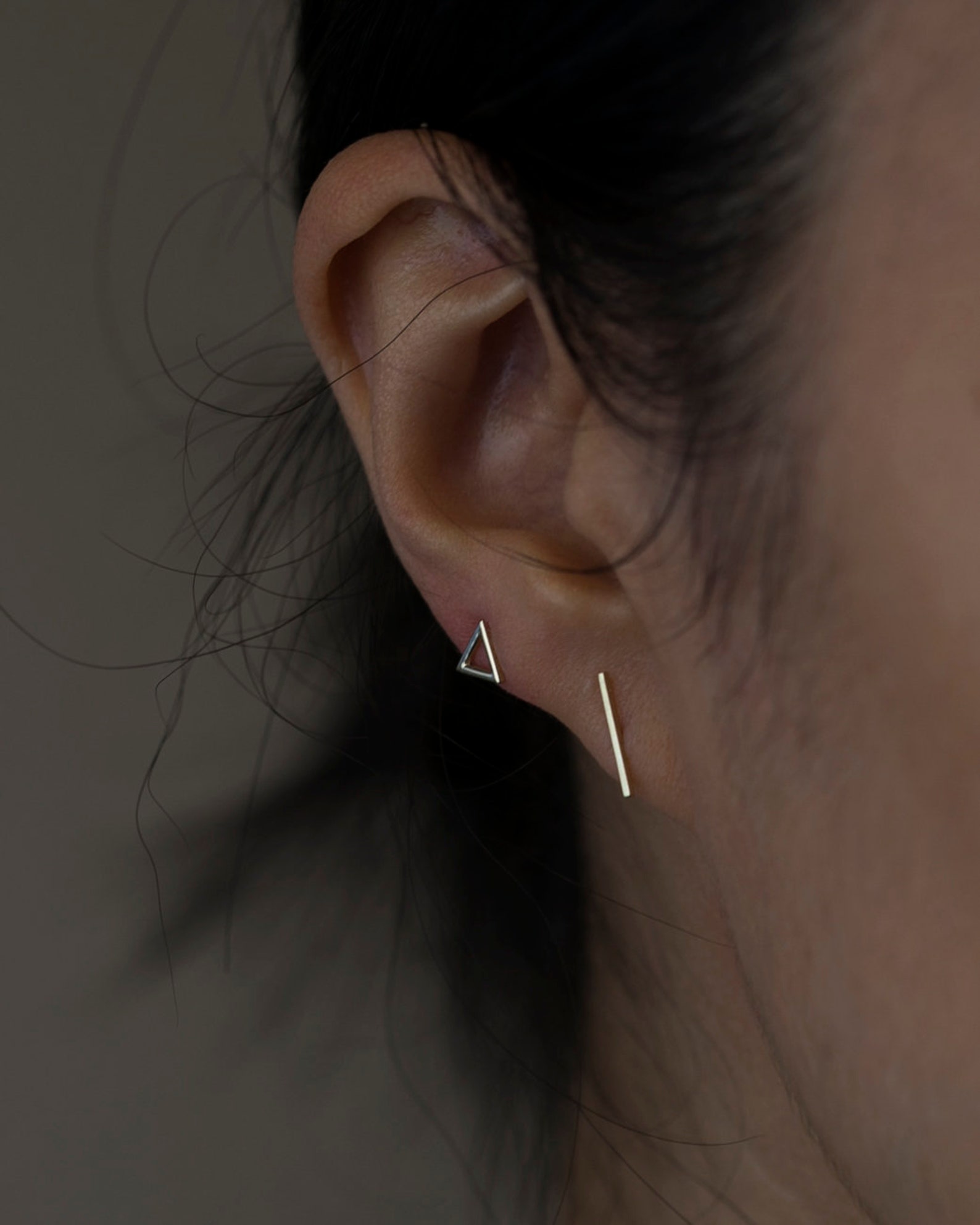 14k Line Bar Earrings Solid 14K Gold Series Minimalist - Etsy