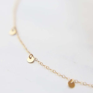 Mini Disc Dangle Necklace / Gold Choker Necklace / Gift for Her ...
