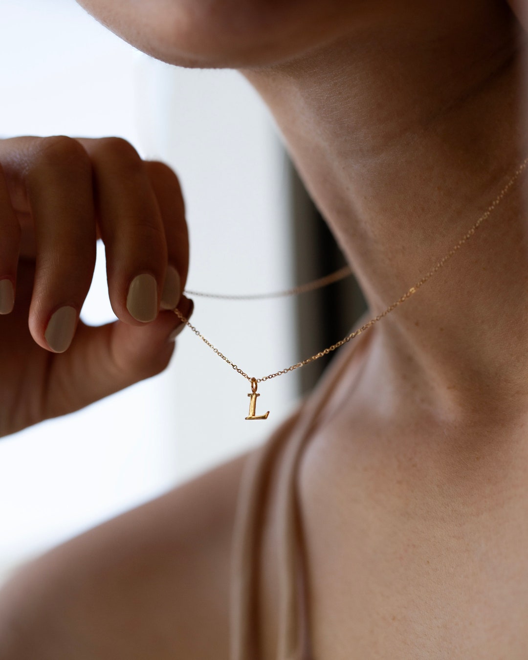 14k Solid Gold Letter Necklace • Alphabet Initial Necklace • Dainty ...