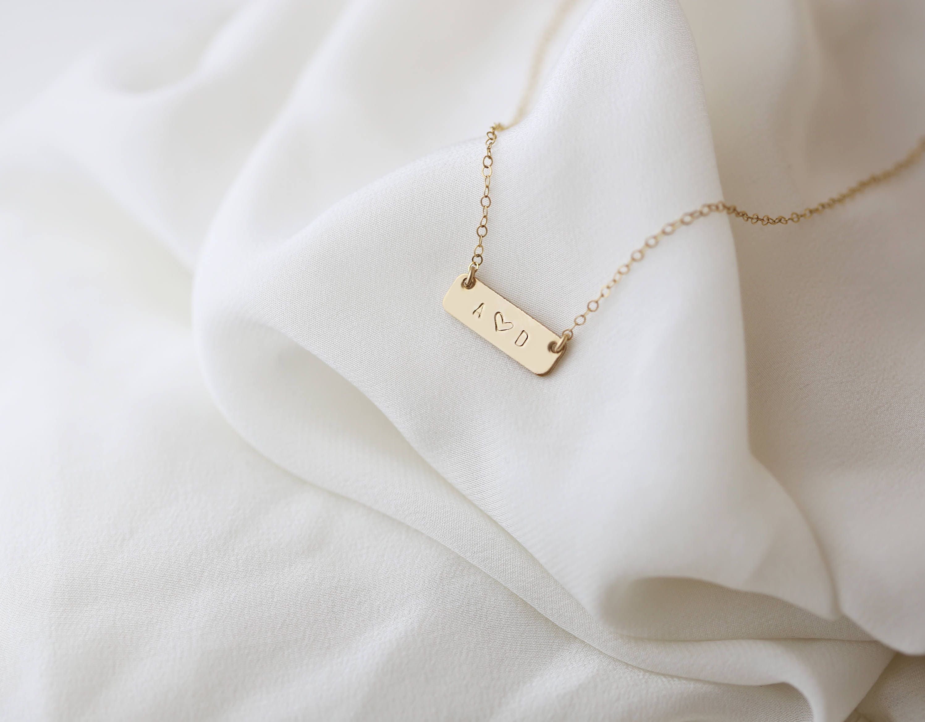 Small Name Necklace, Mini Bar Necklace, Custom Engraved Name Gift for ...
