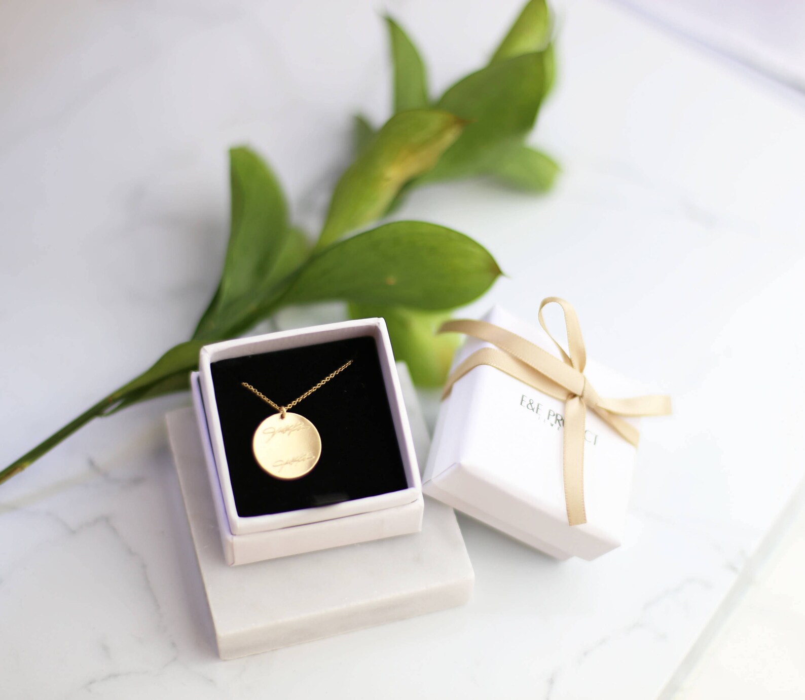 Roman Numeral Date Monogram Disc Necklace // Custom Handwriting ...