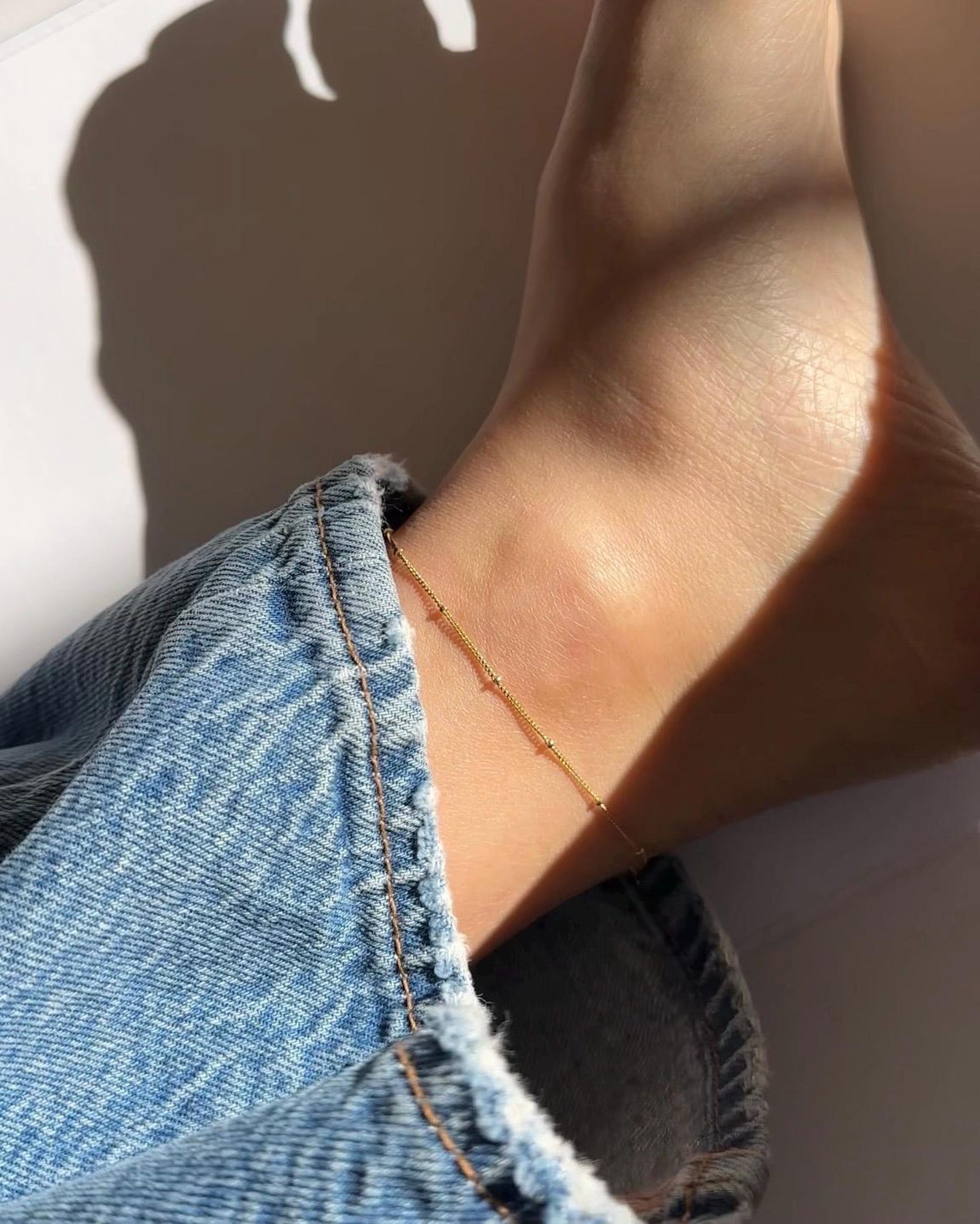 Dainty Anklet - Dainty Satellite Chain Anklet in Gold Filled and ...