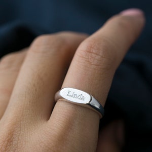 Custom Engraved Name Ring // Stackable Name Ring // Family Ring ...