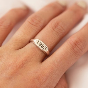 Date Year Number Engraved Ring / Monogram Initial Ring / Personalized ...