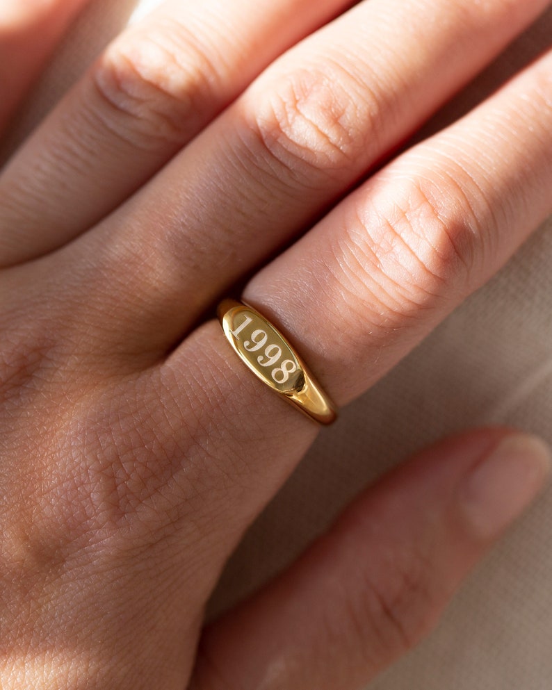 Date Year Number Engraved Ring / Monogram Initial Ring / Personalized ...