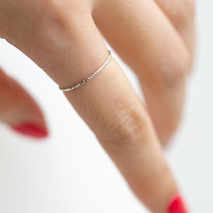 Dainty Stacking Rings in 14K Solid Gold // Gold Sparkle Diamond Cut ...