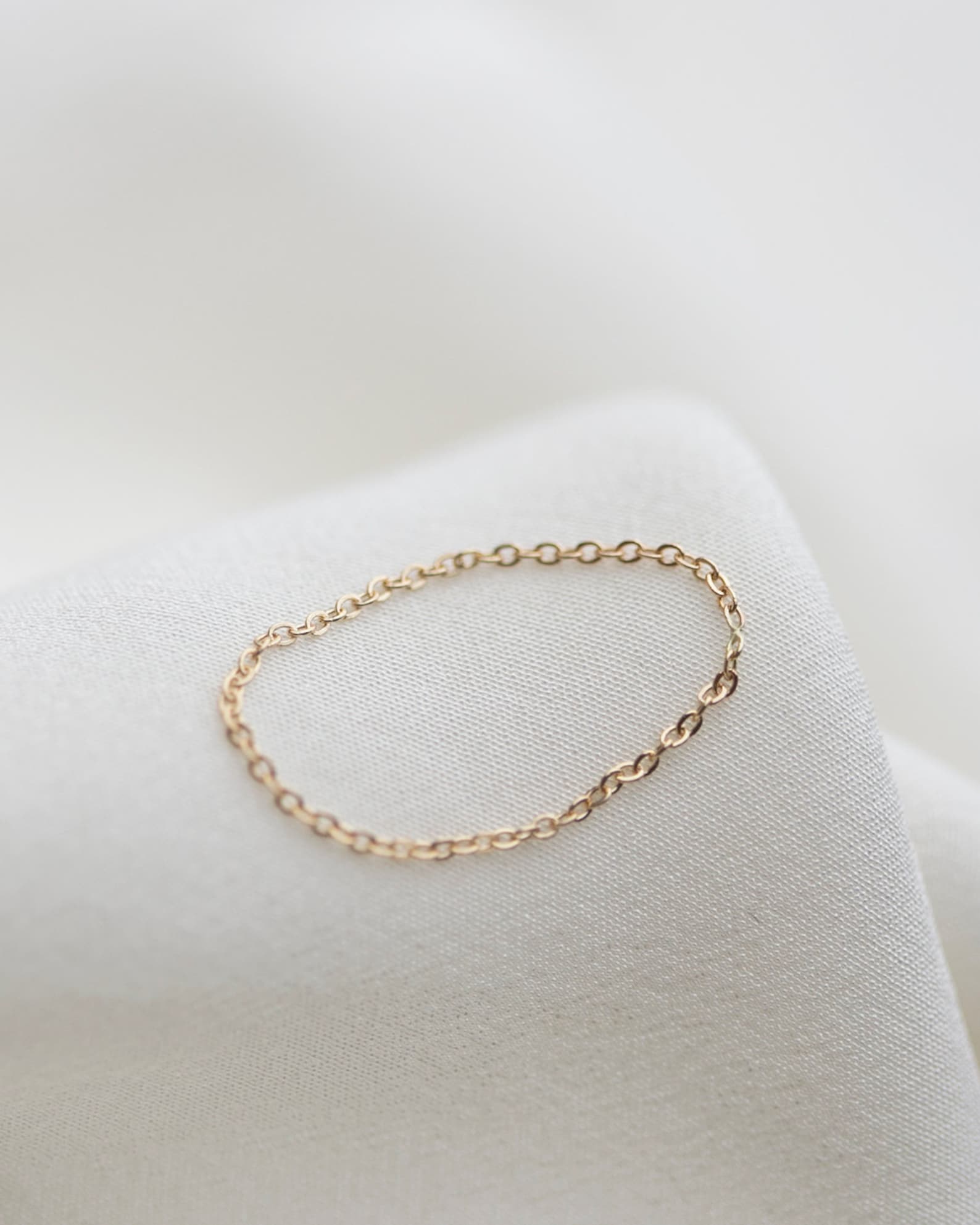 14k Dainty Chain Ring / Super Dainty Link Chain Ring / Barely | Etsy