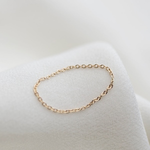 14k Dainty Chain Ring / Super Dainty Link Chain Ring / Barely There ...