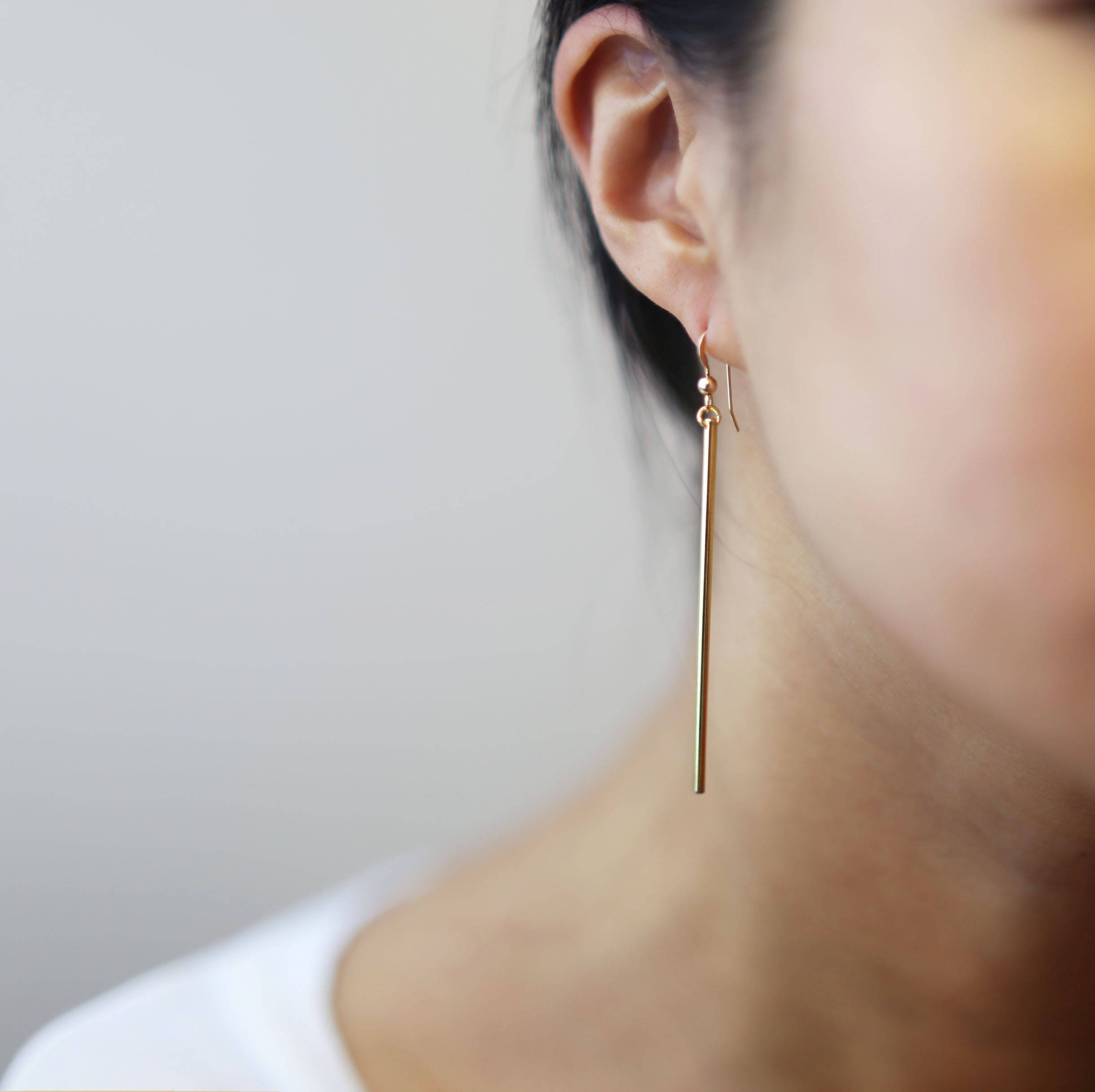 Long Stick Drop Earring // Drop Bar Dangle Earrings / Simple | Etsy