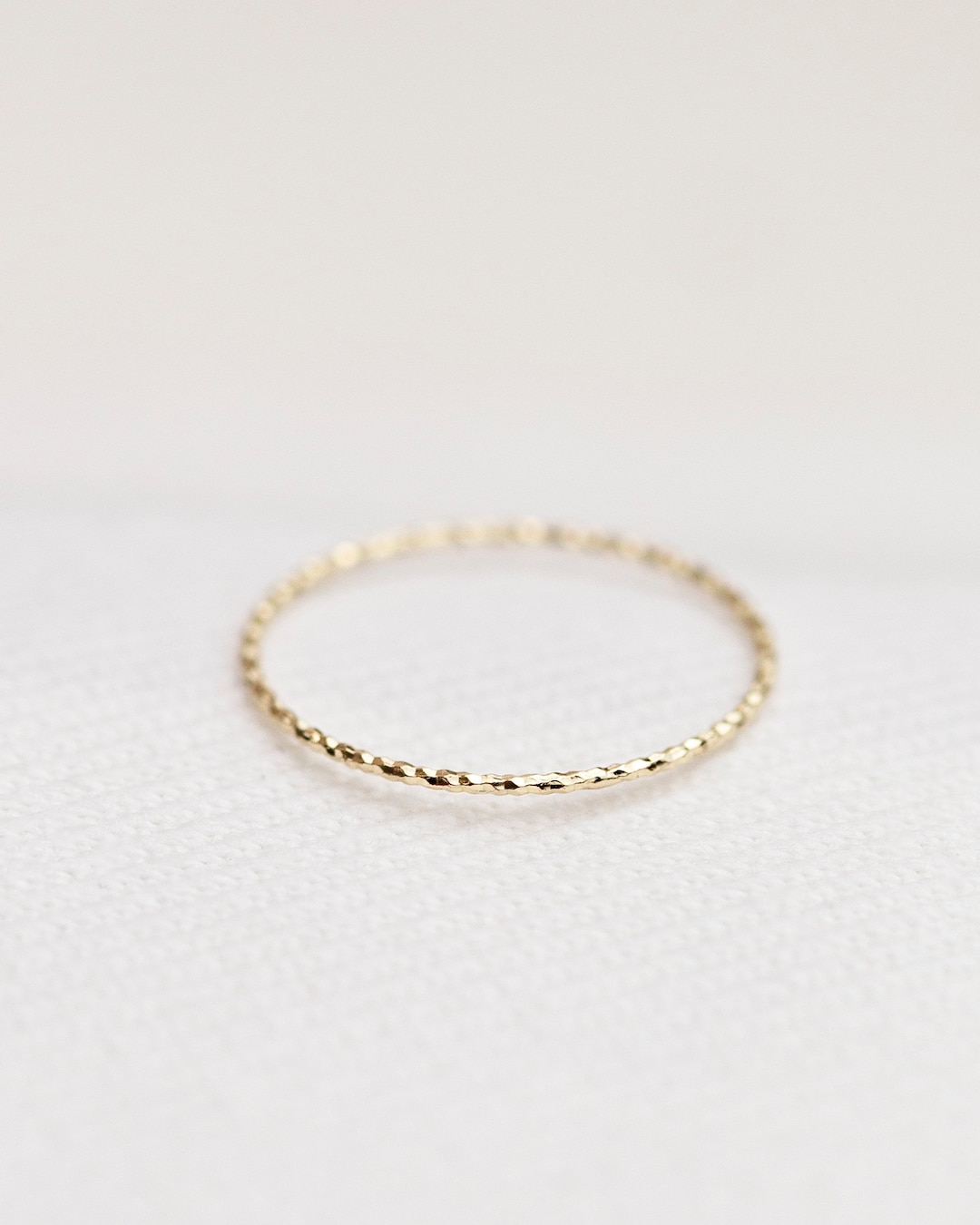 14K Solid Gold Dainty Stacking Rings // Gold Sparkle Diamond Cut ...