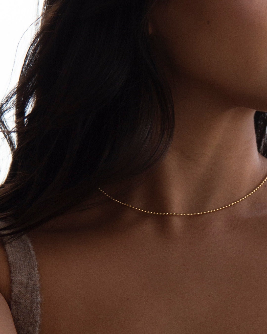 Bead Chain Necklace // Gold Filled Sterling Silver Bead Chain - Etsy