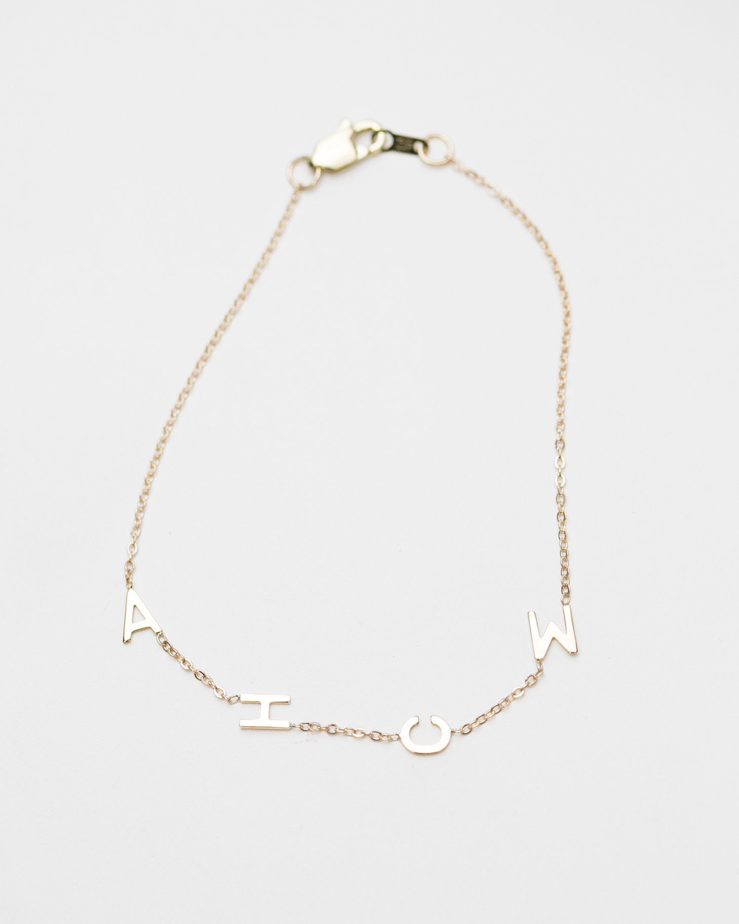 14K Gold Letter Bracelet // Personalized Initial Bracelet // | Etsy
