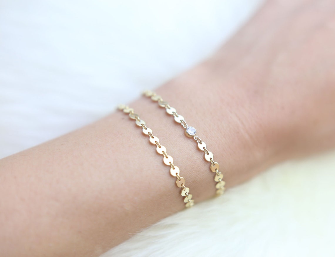 Coin Tattoo Bracelet / Delicate Chain Bracelets in Gold Filled and ...