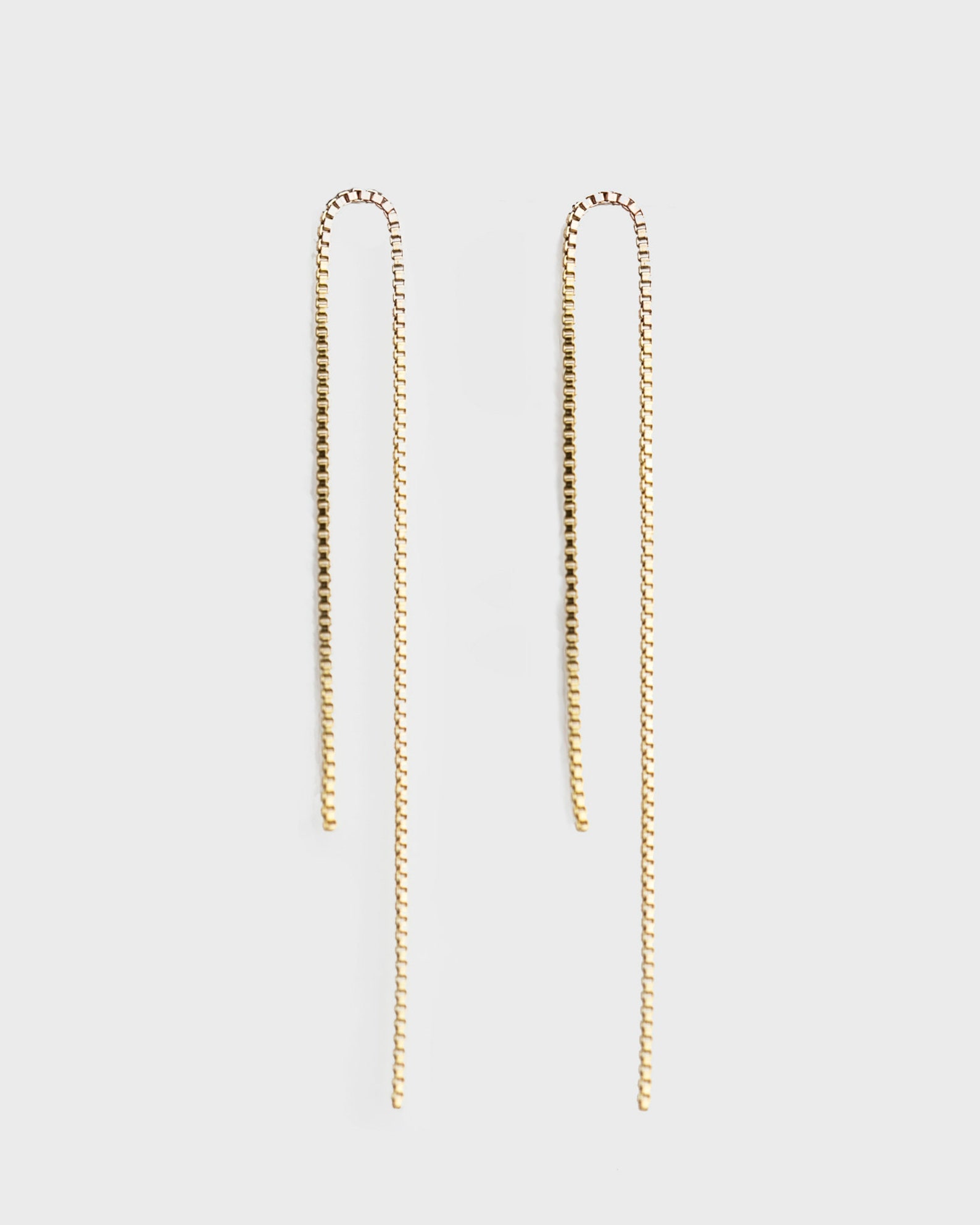 Box Chain Stud Earrings Long Box Chain Earrings U Shaped | Etsy