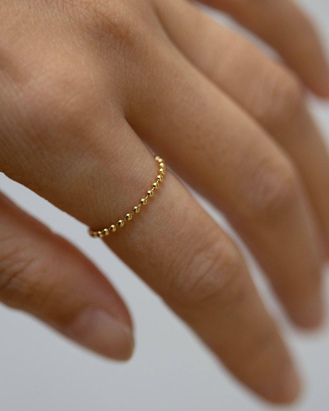 Chain Ring / Bead Chain Eternity Band Ring / Gold Rings /simple ...