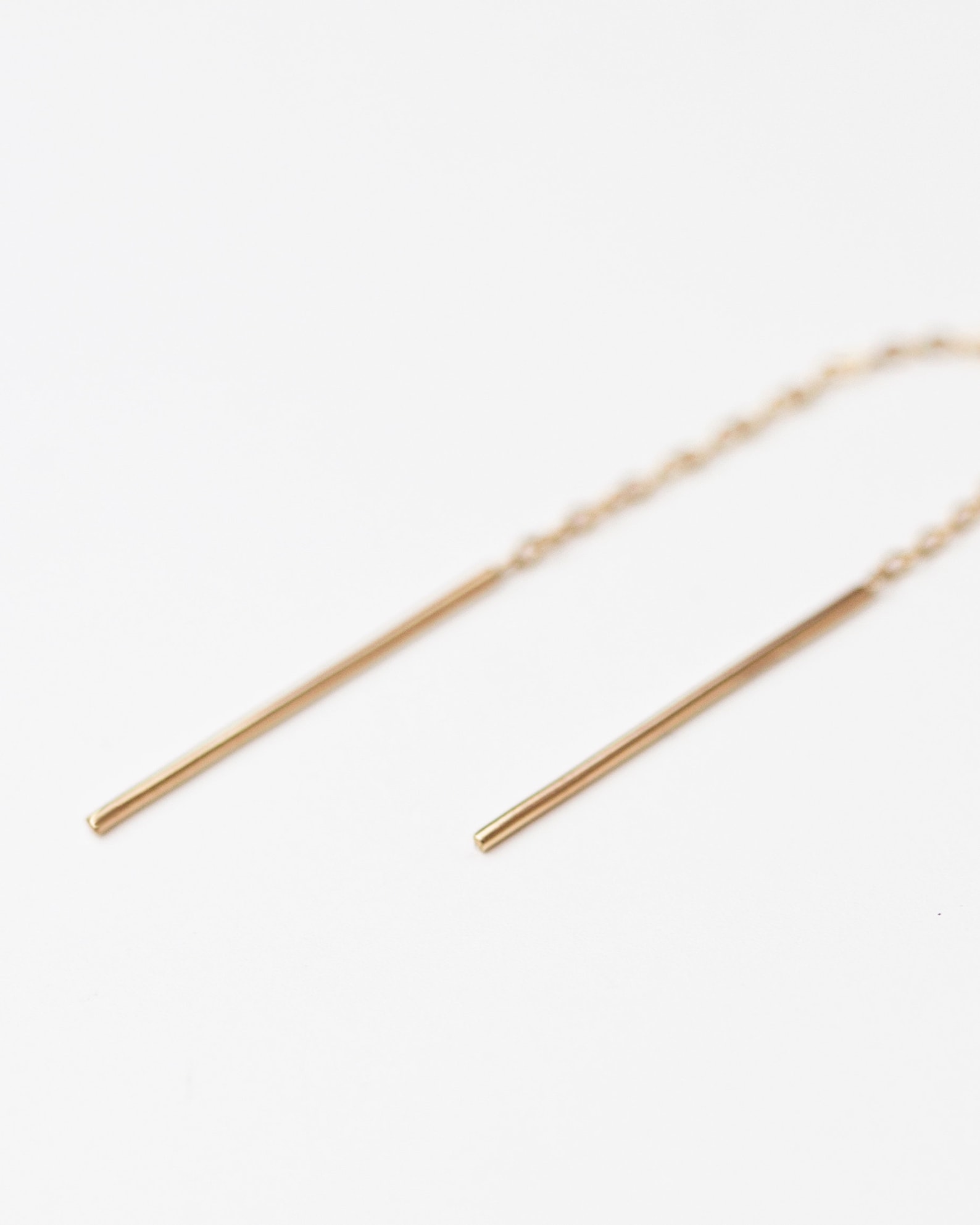 Mini Thread Earring // 14K Gold Threader Earrings // Gift for - Etsy