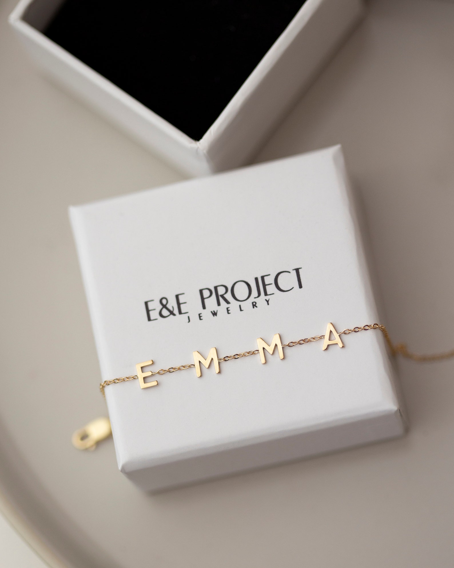 14K Gold Initial Bracelet / Name Bracelets / Personalized 14k Solid ...