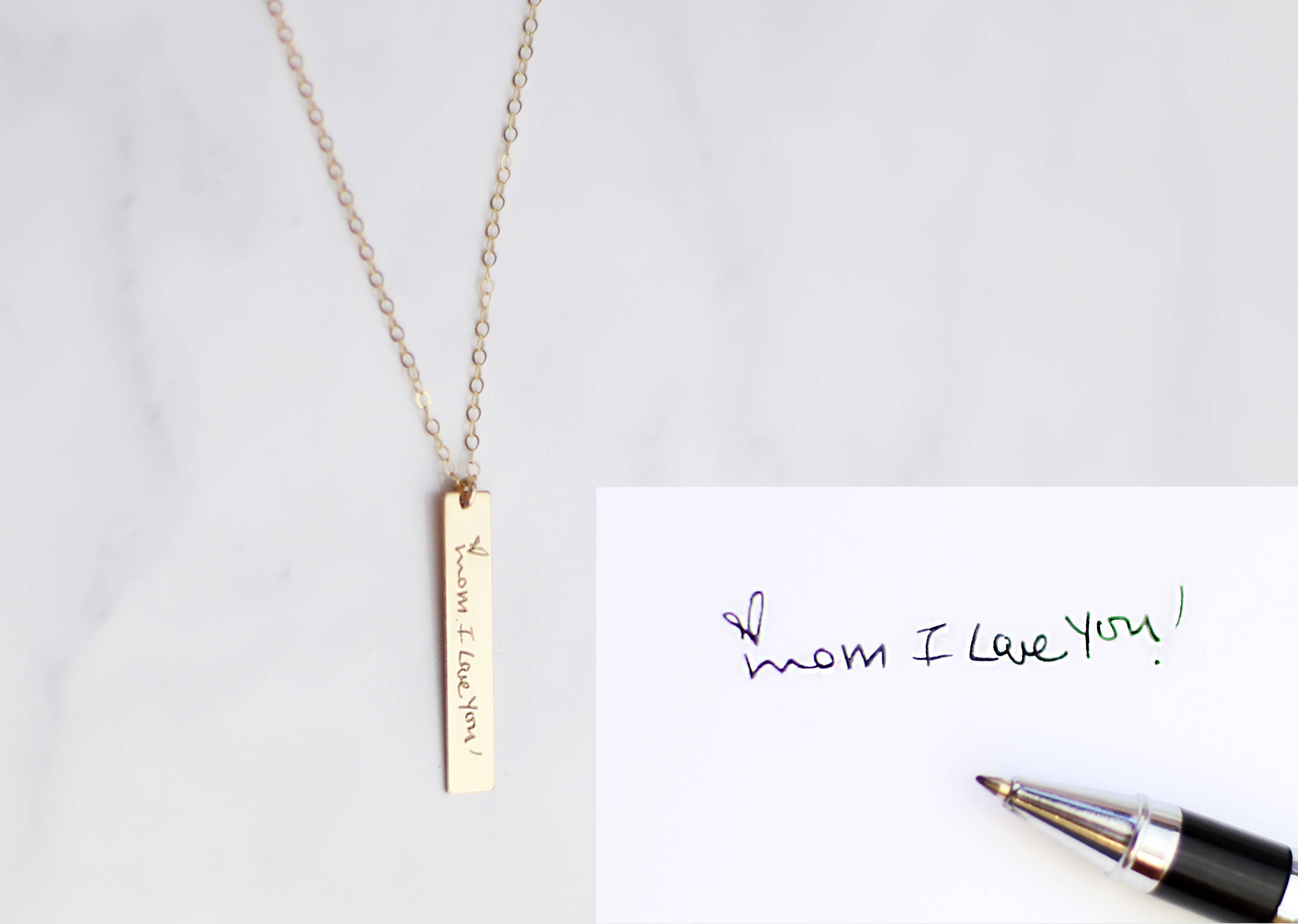 Personalized Signature Jewelry // Gold Handwriting Bar Necklace ...