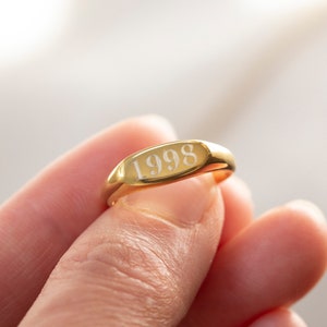 Date Year Number Engraved Ring / Monogram Initial Ring / Personalized ...