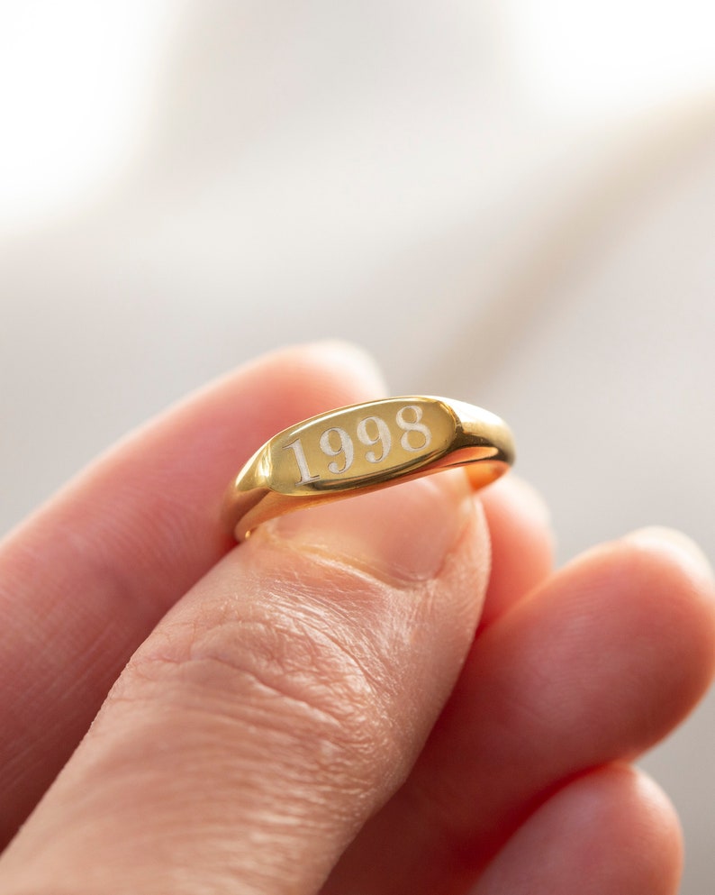 Date Year Number Engraved Ring / Monogram Initial Ring / Personalized ...