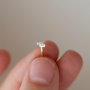 14K Gold Marquise Opal Flat Back Earring | 18G Tiny Minimalist Stud Earring Tragus Helix ...