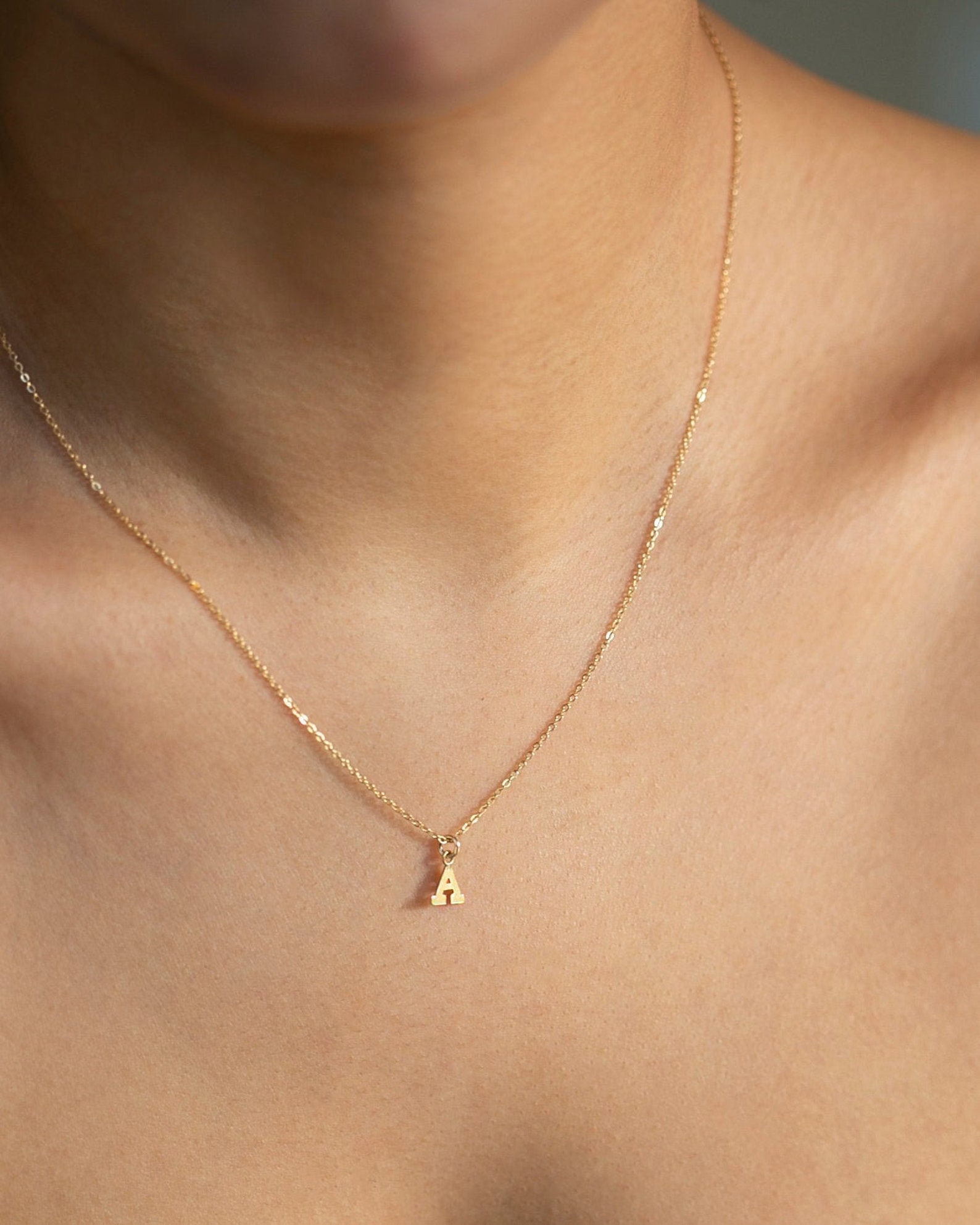 Dainty Letter Necklace | Tiny Letter Necklace | Mini Initial Necklace ...