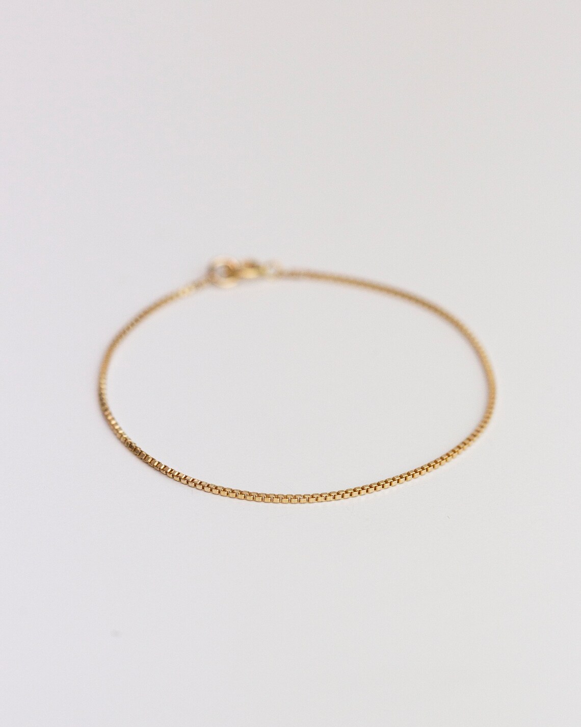 Thin Gold Bracelet Box Chain Bracelet Dainty Thin Gold - Etsy