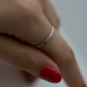 Dainty Stacking Rings in 14K Solid Gold // Gold Sparkle Diamond Cut ...