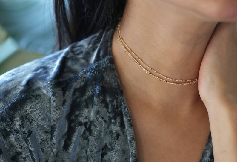 Beaded Wrap Necklace // Simple and Delicate Beaded Satellite | Etsy