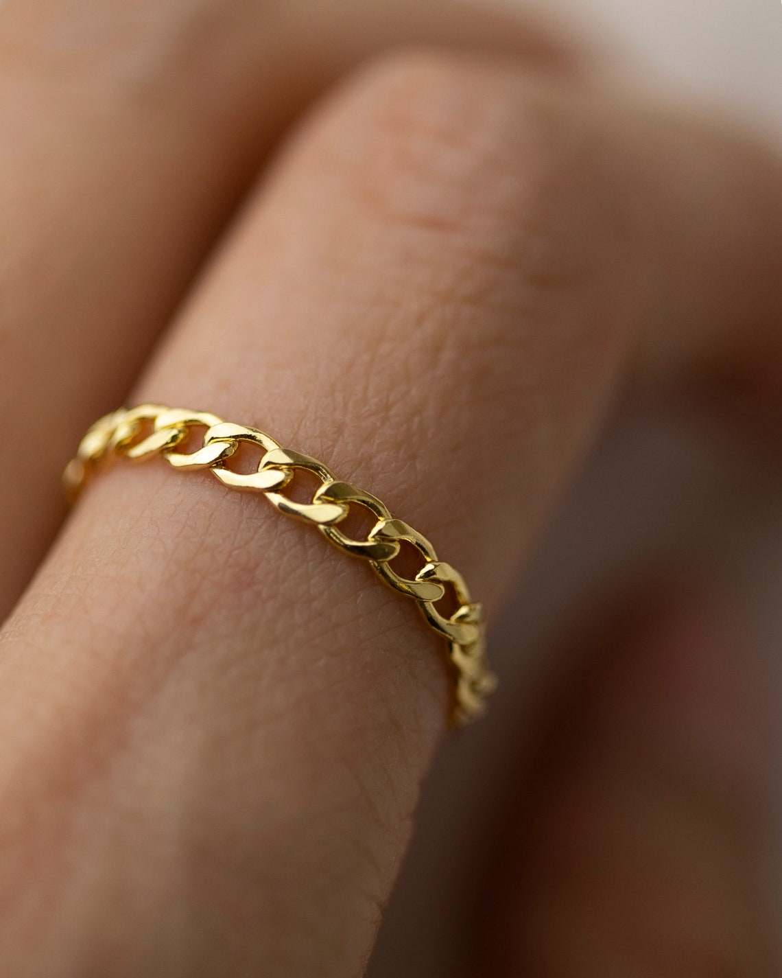 Chain Ring II Simple Minimalist Chain Rings Stackable Ring | Etsy