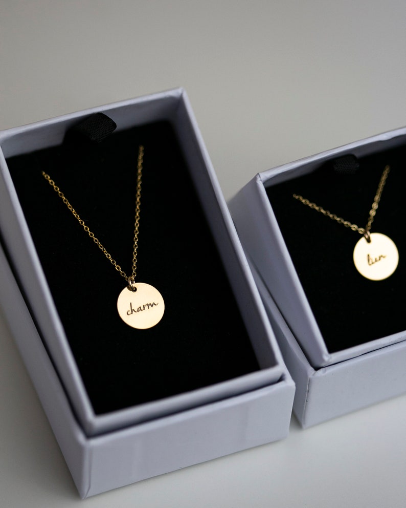 Personalized Name Disc Necklace Personalized Round Coin Disk | Etsy