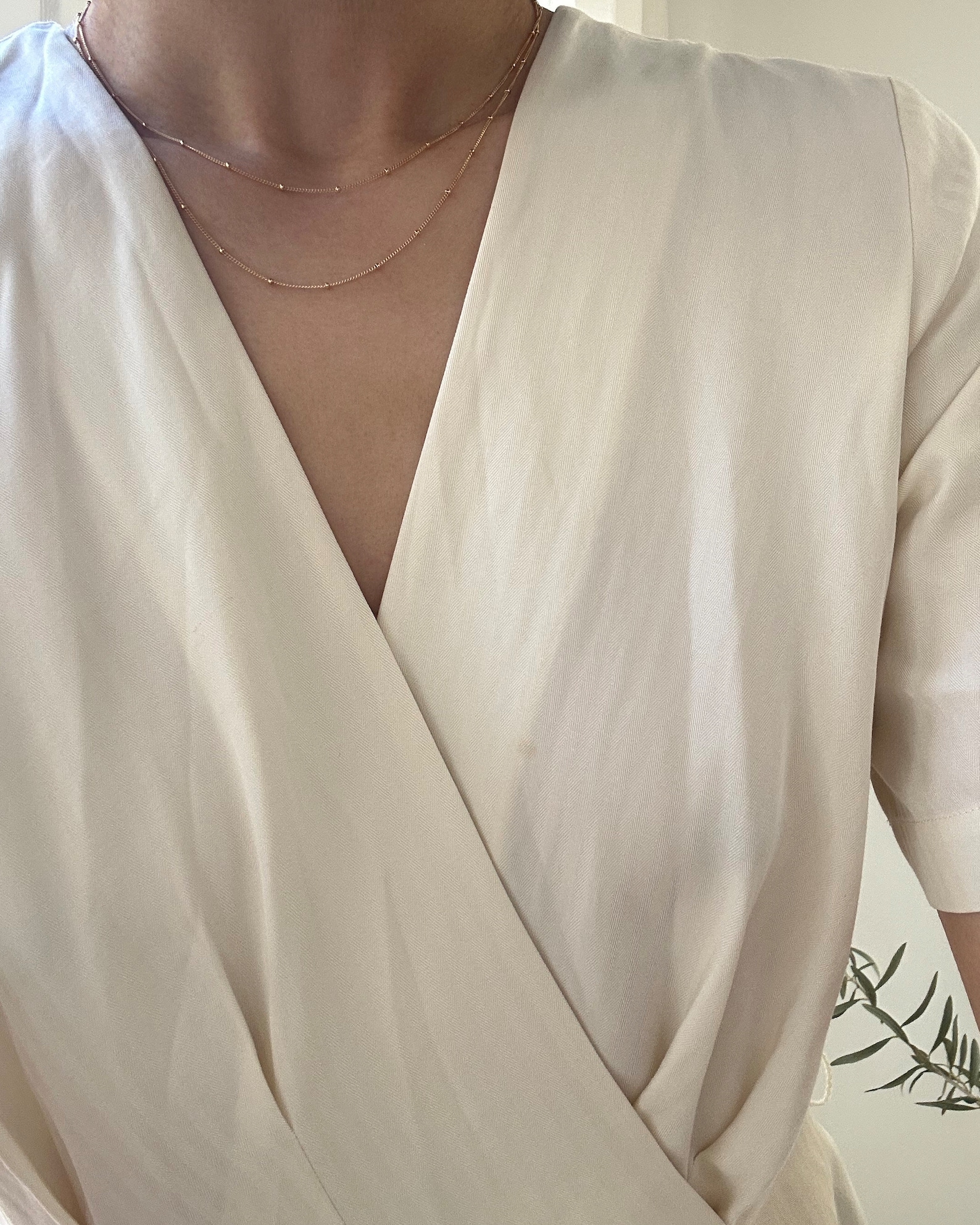 Beaded Double Chain Layered Necklace // Simple Delicate Wrap Chain ...