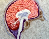 Items similar to Flat needle felted art wool brain on Etsy