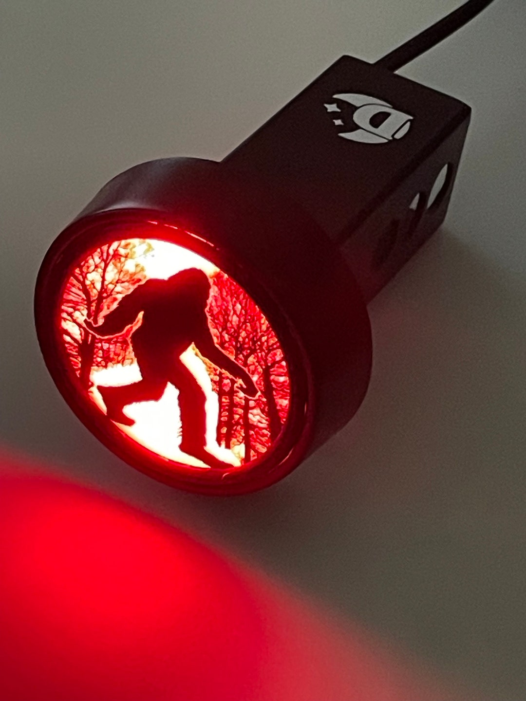 Bigfoot in the Woods Round LED Hitch Cover - Brake Light - Etsy