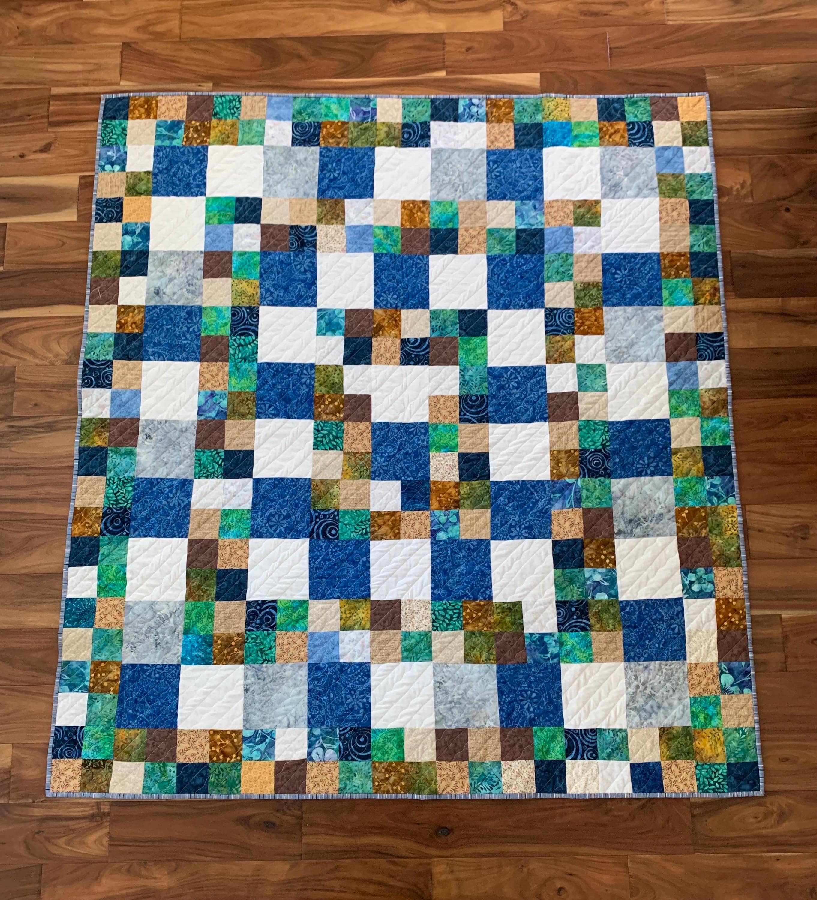Handmade Patchwork Quilt: Earth Tone Fabrics, Cozy Cotton Backing (59”x ...
