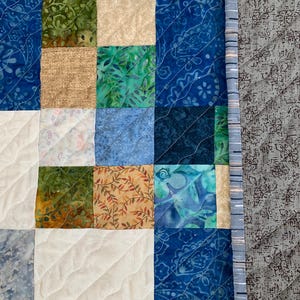 Handmade Patchwork Quilt: Earth Tone Fabrics, Cozy Cotton Backing (59”x ...