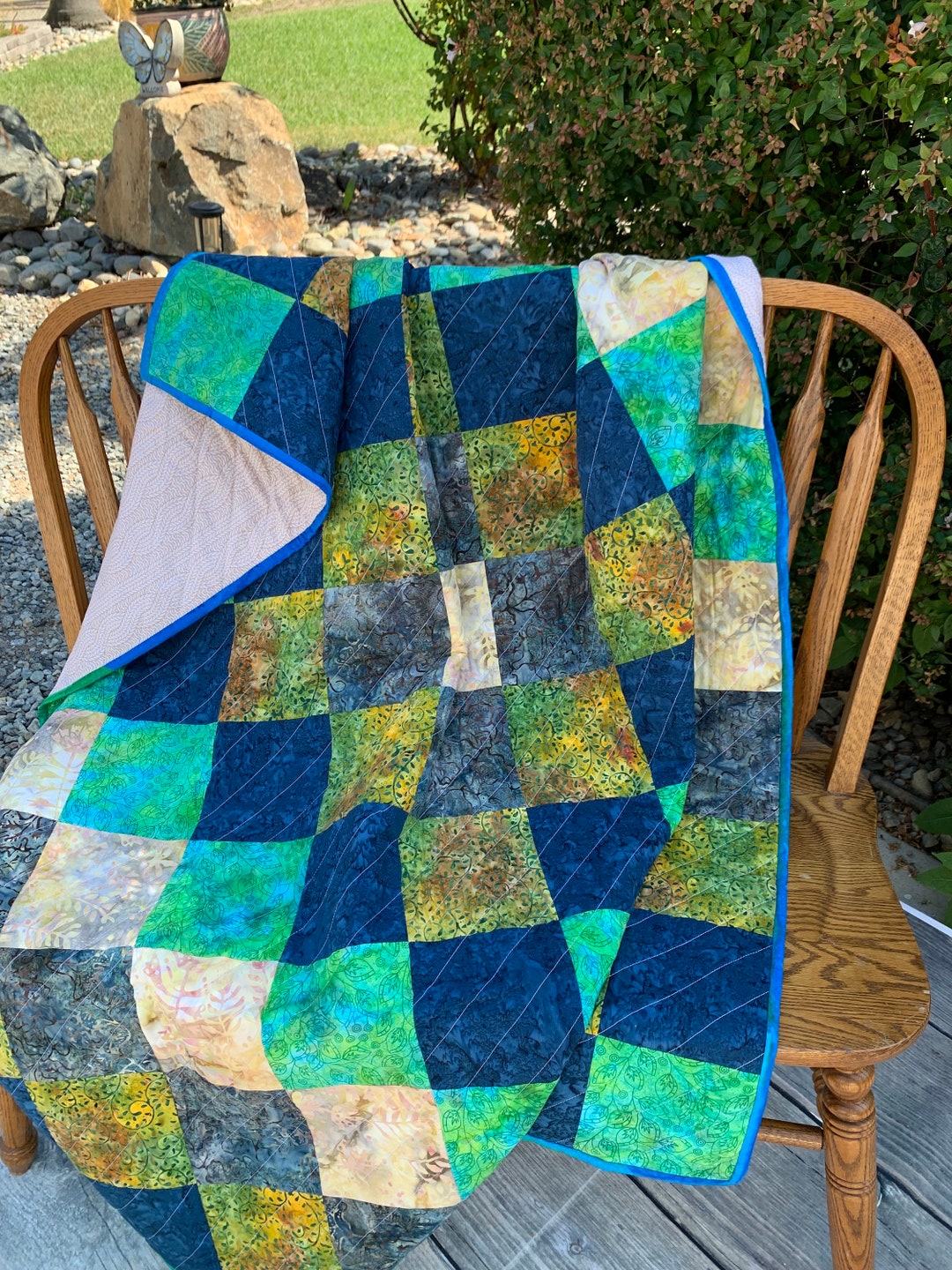 Earth Quilt-handmade-suble Earth Elements Colors-lap Patchwork Quilt ...
