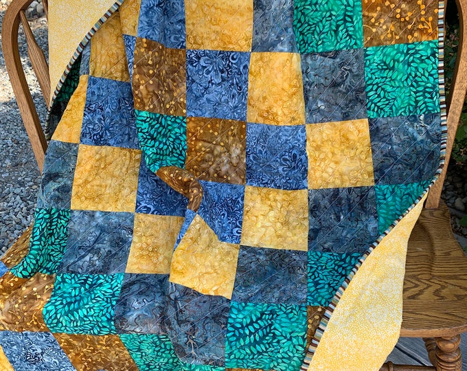Earth Quilt-handmade-bold Earth Elements Colors-lap Patchwork Quilt. 50 ...