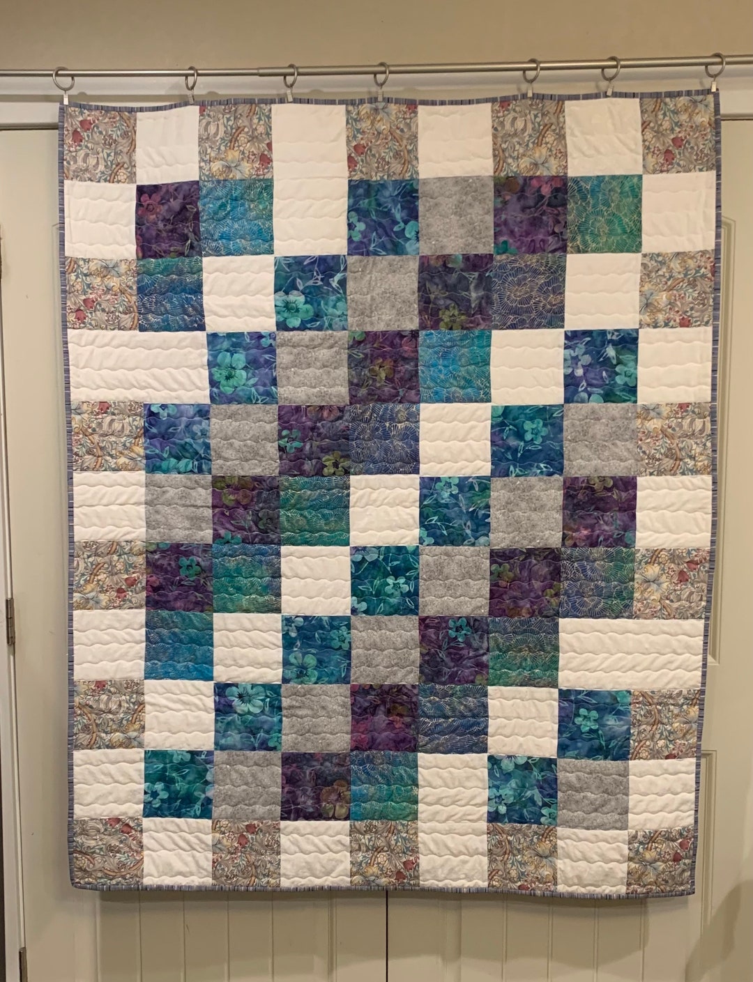 Fields of Flowers and Subtle Dragonflies, Patchwork Quilt-handmade-lap ...