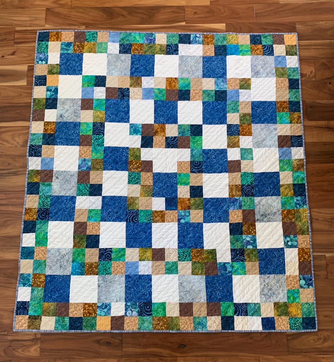 Quilt, Handmade, Tuckett Collection-1a Patchwork Quilt-handmade Fabrics of Earth Elements 59x 64 ...