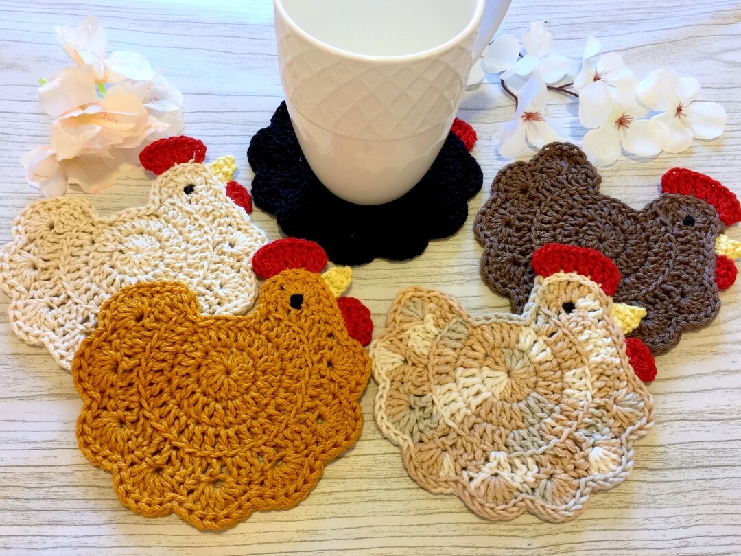 Crochet Coasters Funny Coasters Crochet Coaster Chicken Coasters ...