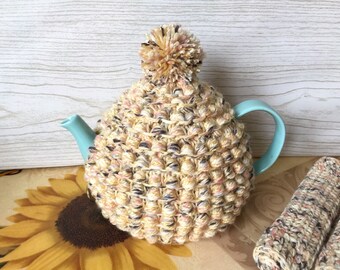 Crochet Tea Cozy Blue Tea Cover Apple Pear Tea Cosy Tea Warmer - Etsy