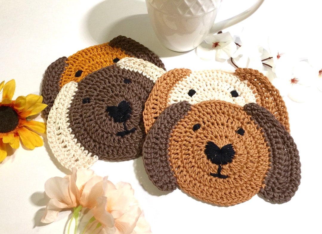 Crochet Coasters Funny Coasters Dog Coasters Crochet Coaster Animal ...