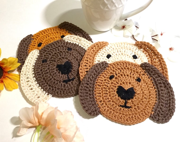 Crochet Coasters Funny Coasters Dog Coasters Crochet Coaster Animal ...