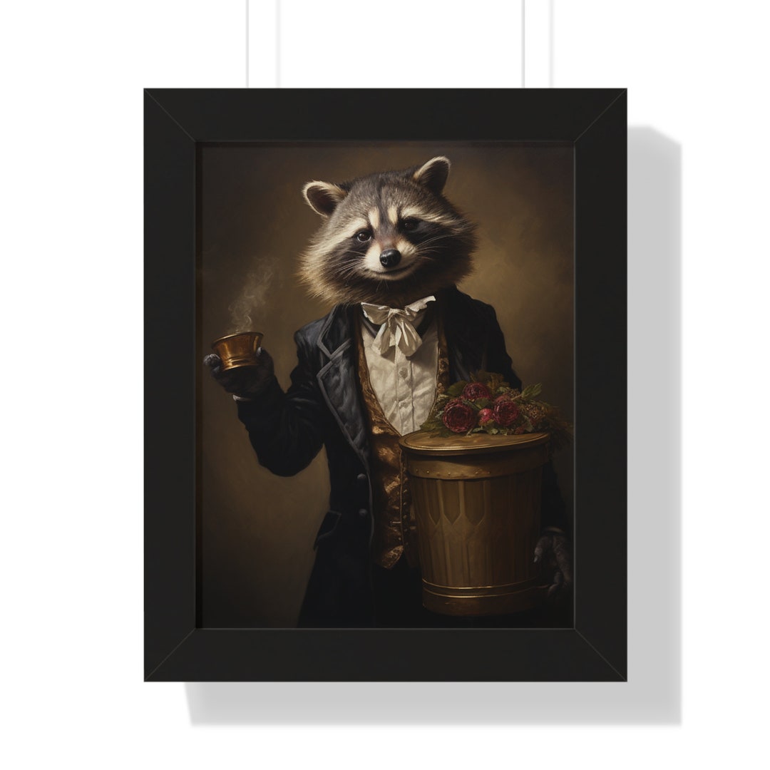 Stylish Raccoon Trash Panda Garbage Man Victorian Portrait Vintage ...