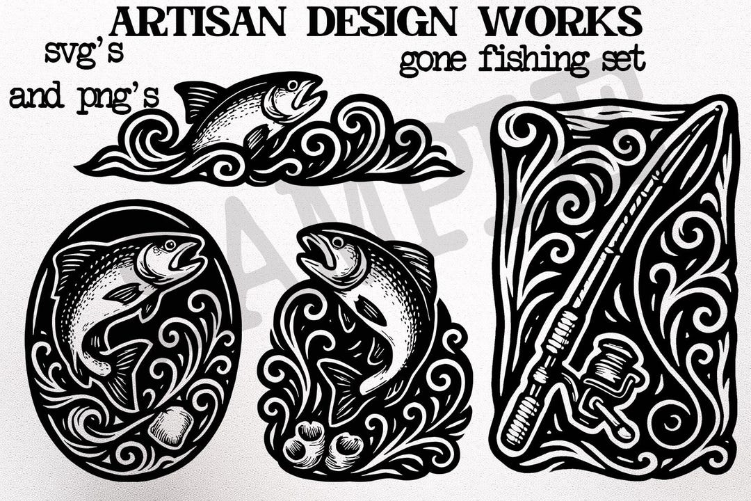 Gone Fishing Tooled Leather SVG Set| Trout Sublimation| Fish Design - Etsy